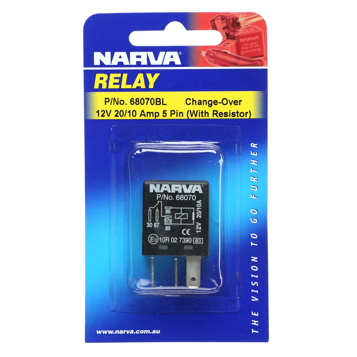 NARVA RELAY 20/10 AMP 5 PIN (WITH RESISTOR) 68070BL - Premium Car Care