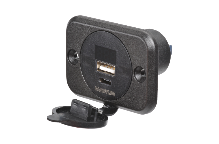 NARVA FLUSH MOUNT SOCKET AND METER DUAL USB-C SOCKETS 81106BL - Premium Car Care